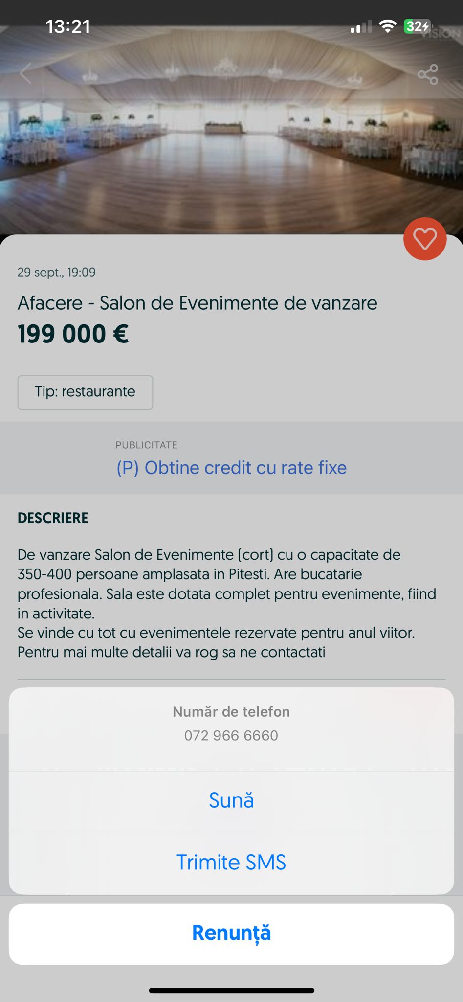 Cortul de evenimente Ego Ballroom - scos la vânzare pe OLX cu aproape 200.000 de euro | ROMEDIA