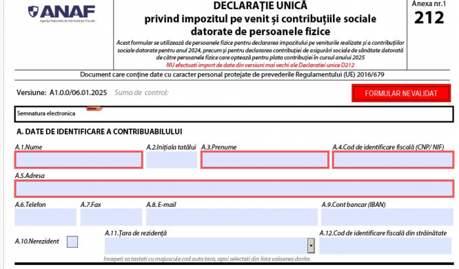 AJFP Argeș: Declarația unică (Formular 212) se depune până la data de ...